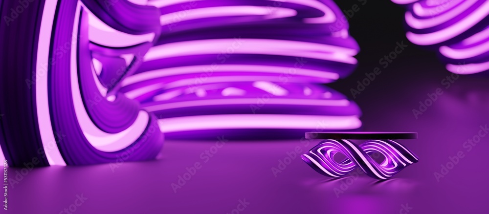Abstract realistic 3D neon light cylinder pedestal podium Minimal scene ...