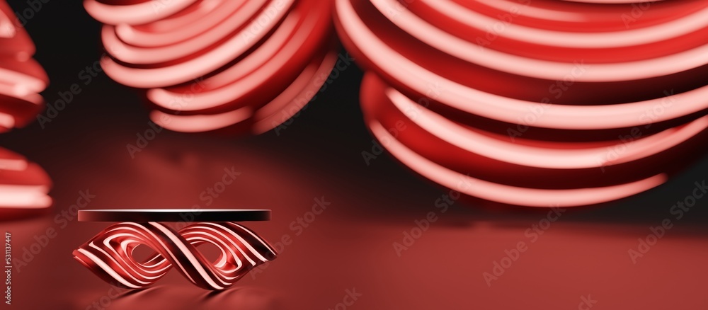 Abstract realistic 3D neon light cylinder pedestal podium Minimal scene ...
