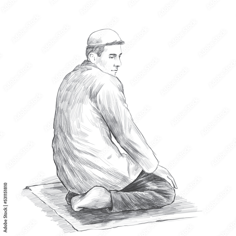 Muslim teenager praying at home. young muslim finishing his prayer and ...