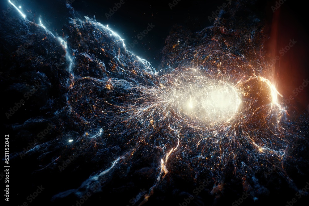 Artist impression of the Big Bang. 3d render. Wallpaper backdrop Stock ...