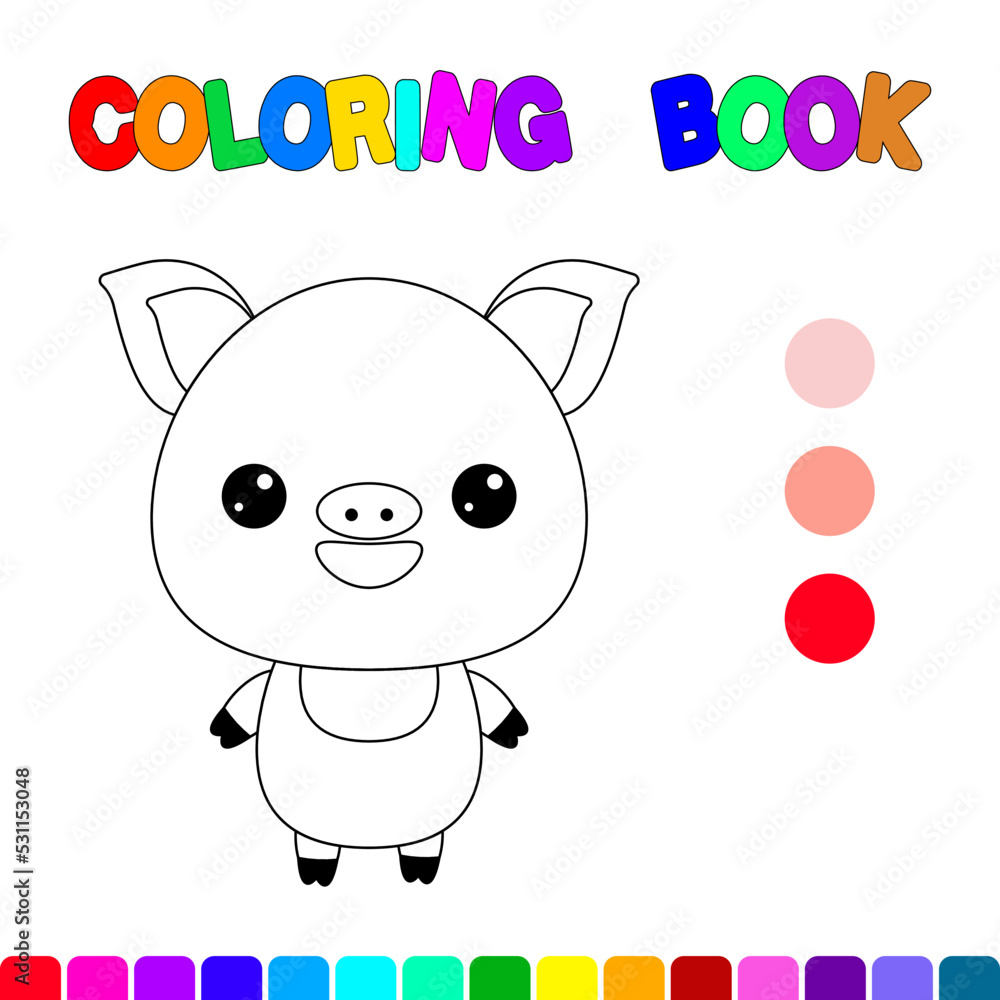 Coloring book with a pig.Coloring page for kids.Educational games for ...