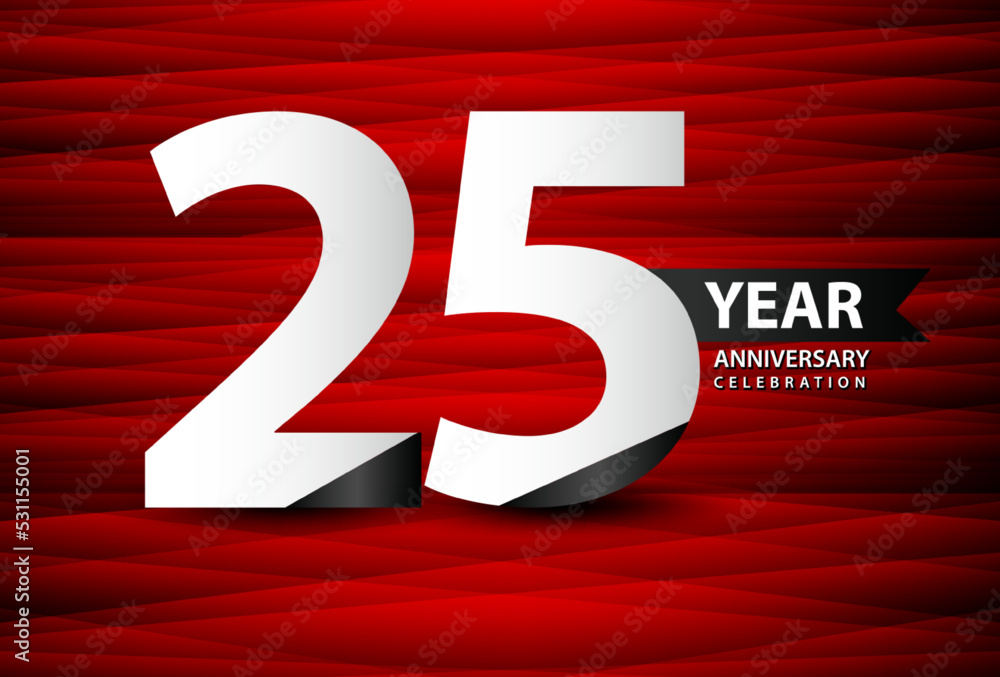 25 Year Anniversary Celebration Logo Vector On Red Background, 25 ...
