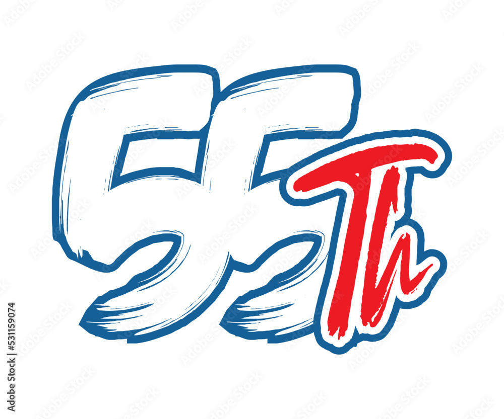 55th Ordinal Number counting vector art illustration with stunning font ...