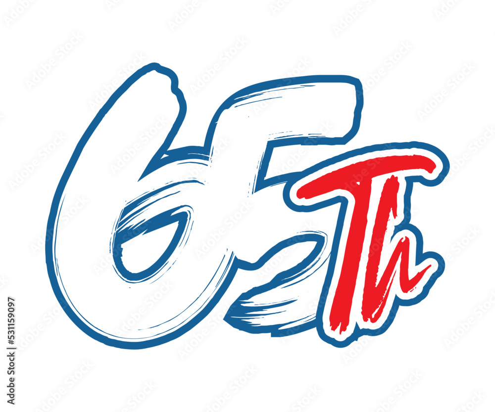 65th Ordinal Number counting vector art illustration with stunning font ...