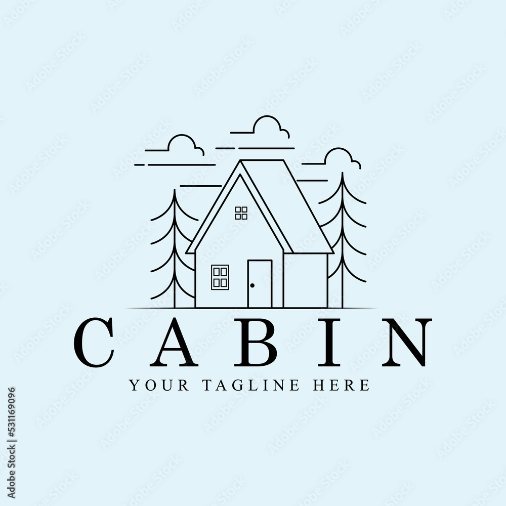cabin linear logo, icon and symbol, vector illustration design Stock ...