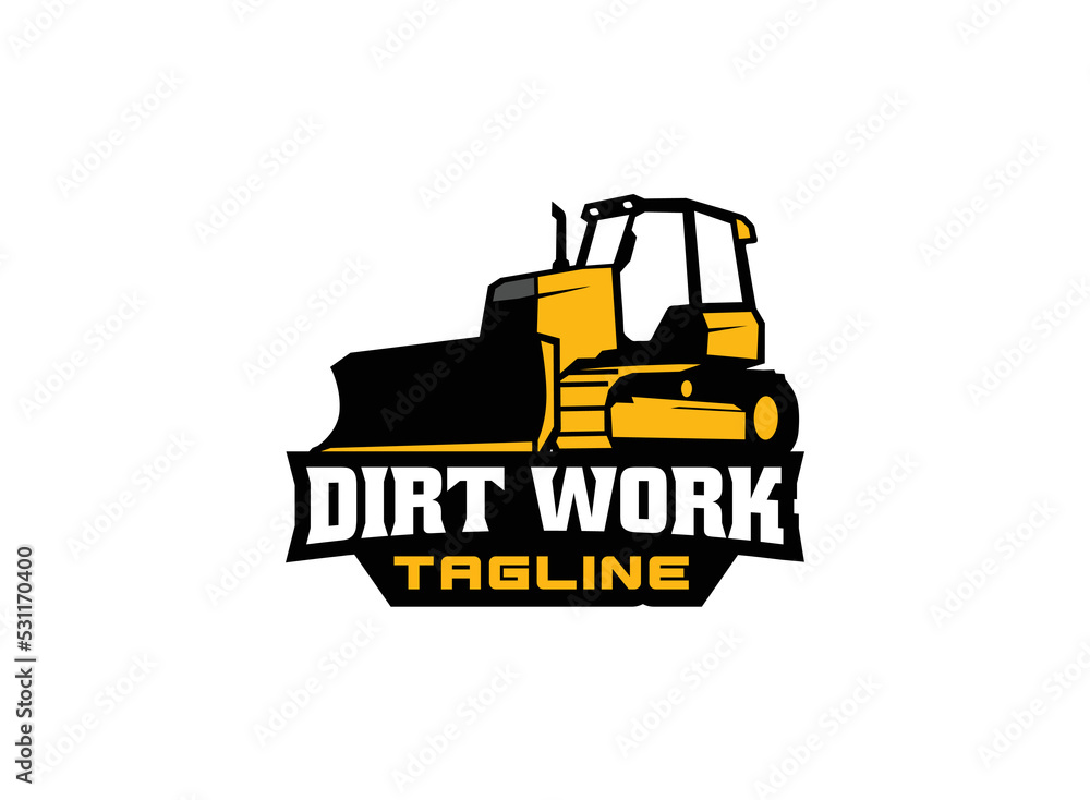 Dozer logo vector for construction company. Heavy equipment template ...
