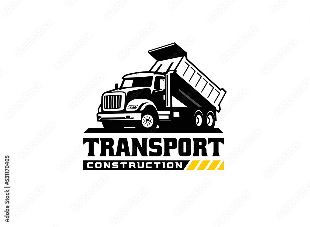 Vetor de Dump truck logo vector for construction company. Heavy ...