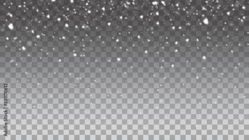 Snow. Vector transparent snow background. Realistic falling snowflakes ...