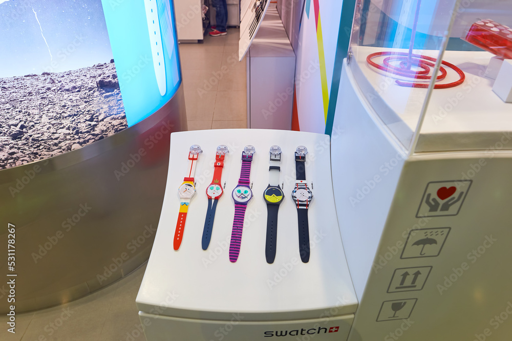 HONG KONG - CIRCA JANUARY, 2016: Swatch store in Hong Kong. Swatch is a ...