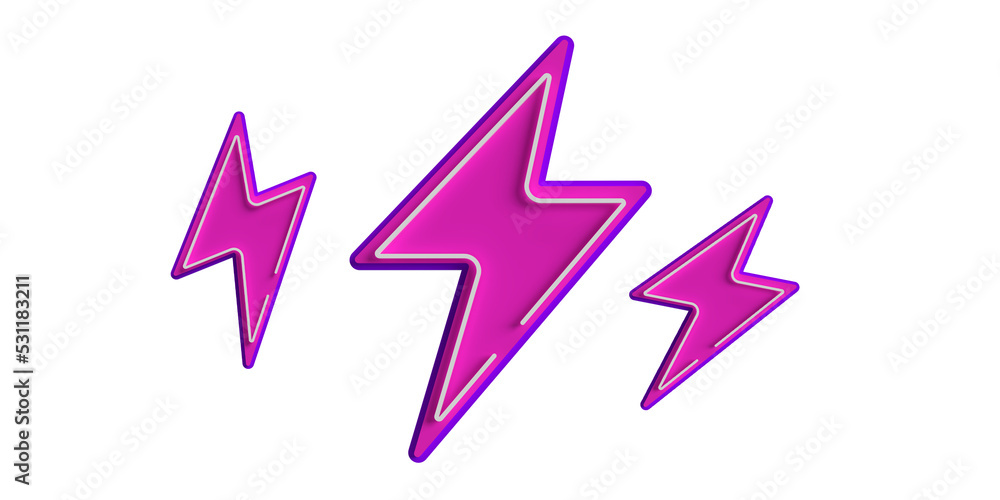 3d pink thunder. lightning ilustração do Stock | Adobe Stock