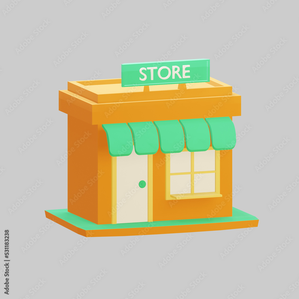 3D isolated store building icon. illustration of the concept of ...
