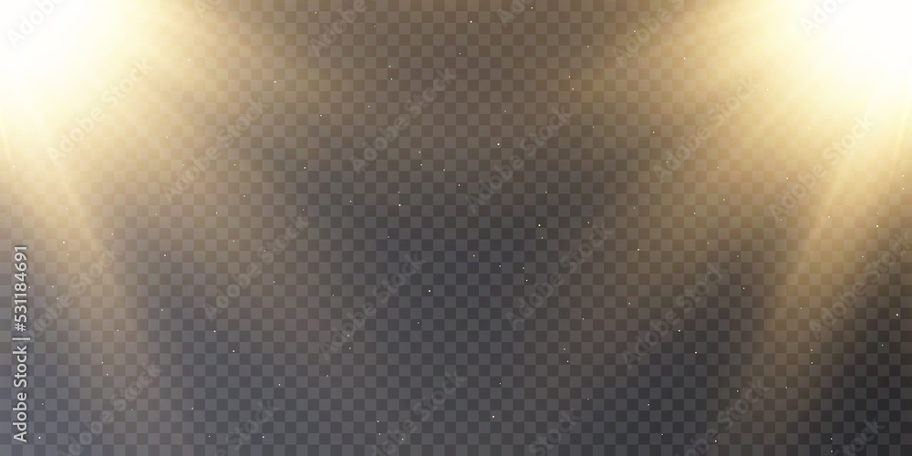 Sun on a transparent background with rays and glare vector illustration ...