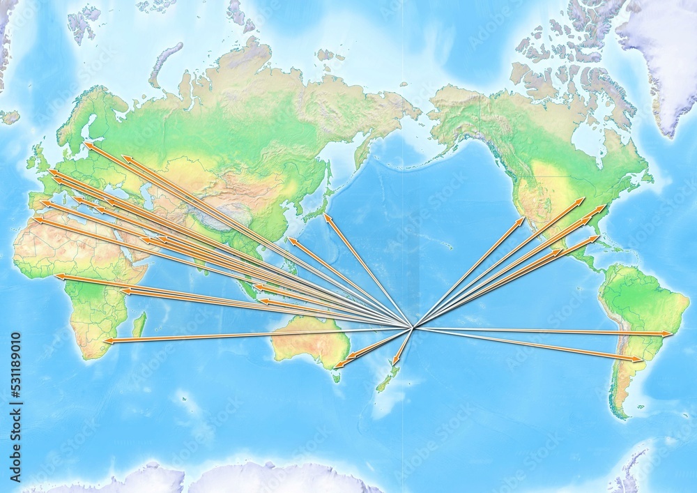 Tonga concept map centerd on Asia Pacific, export concept map for Tonga ...