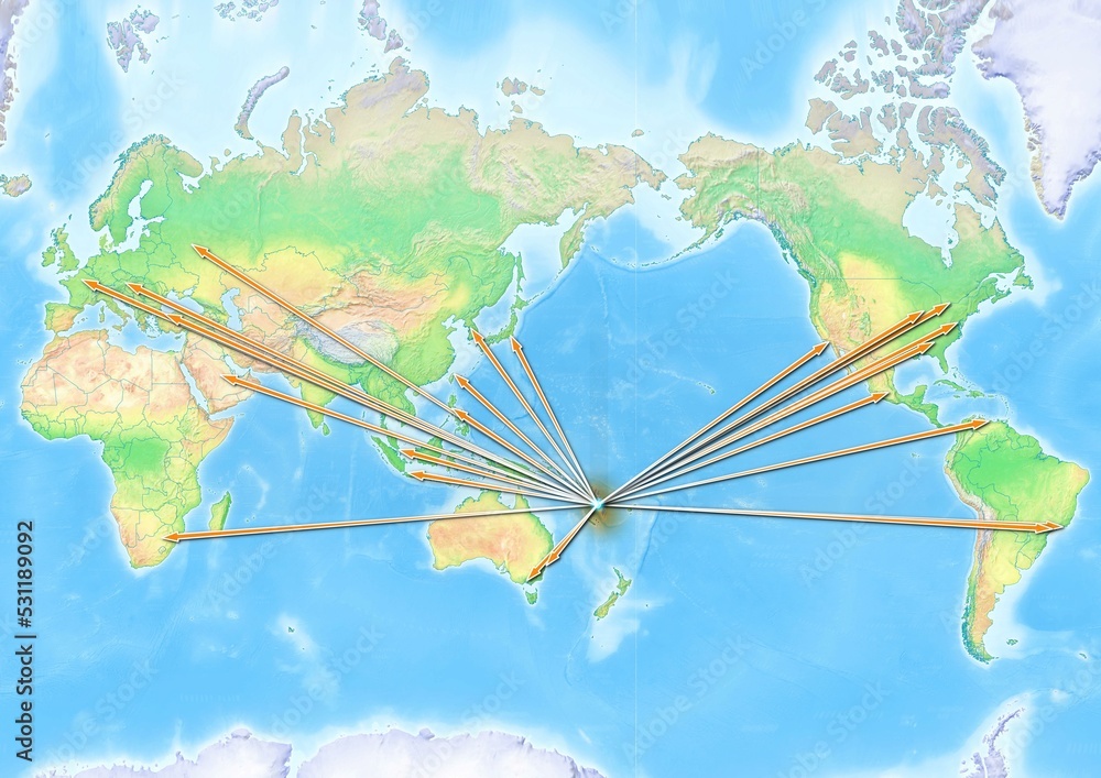 Vanuatu concept map centerd on Asia Pacific, export concept map for ...