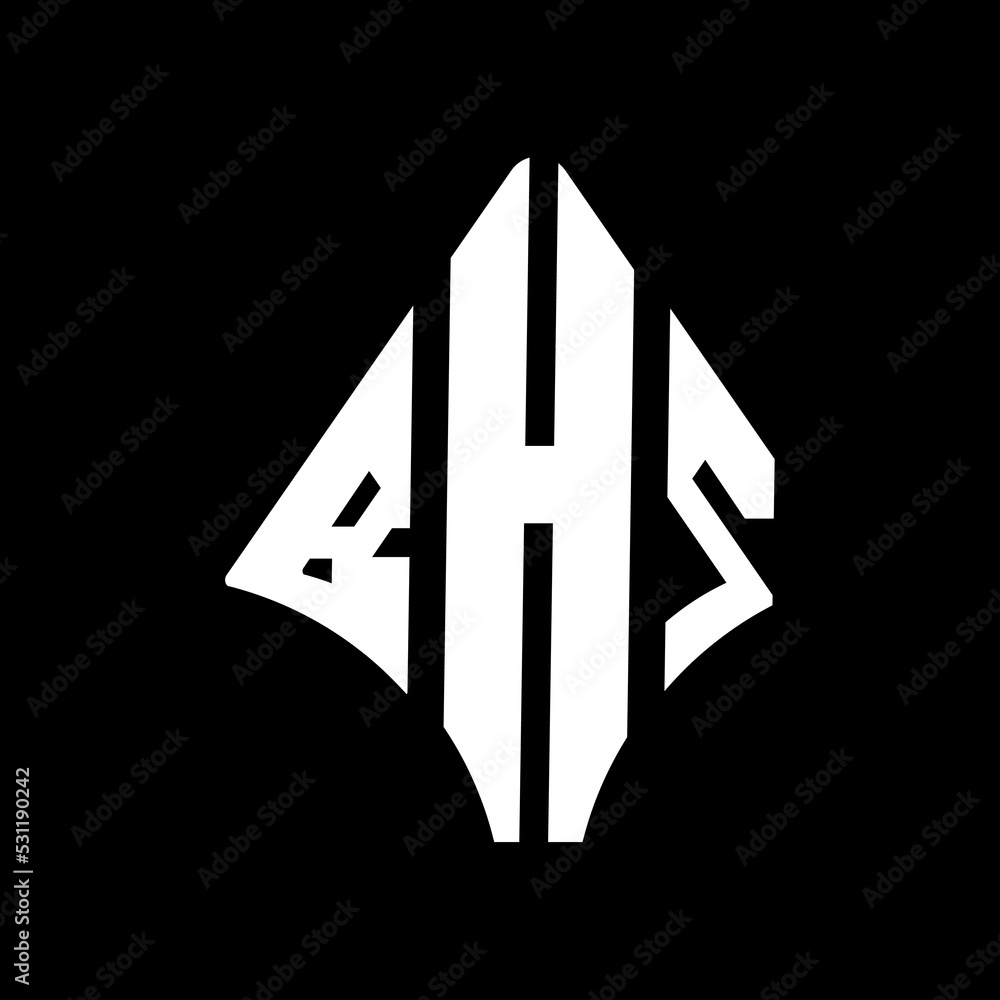 BHS letter logo design. BHS modern letter logo with black background ...