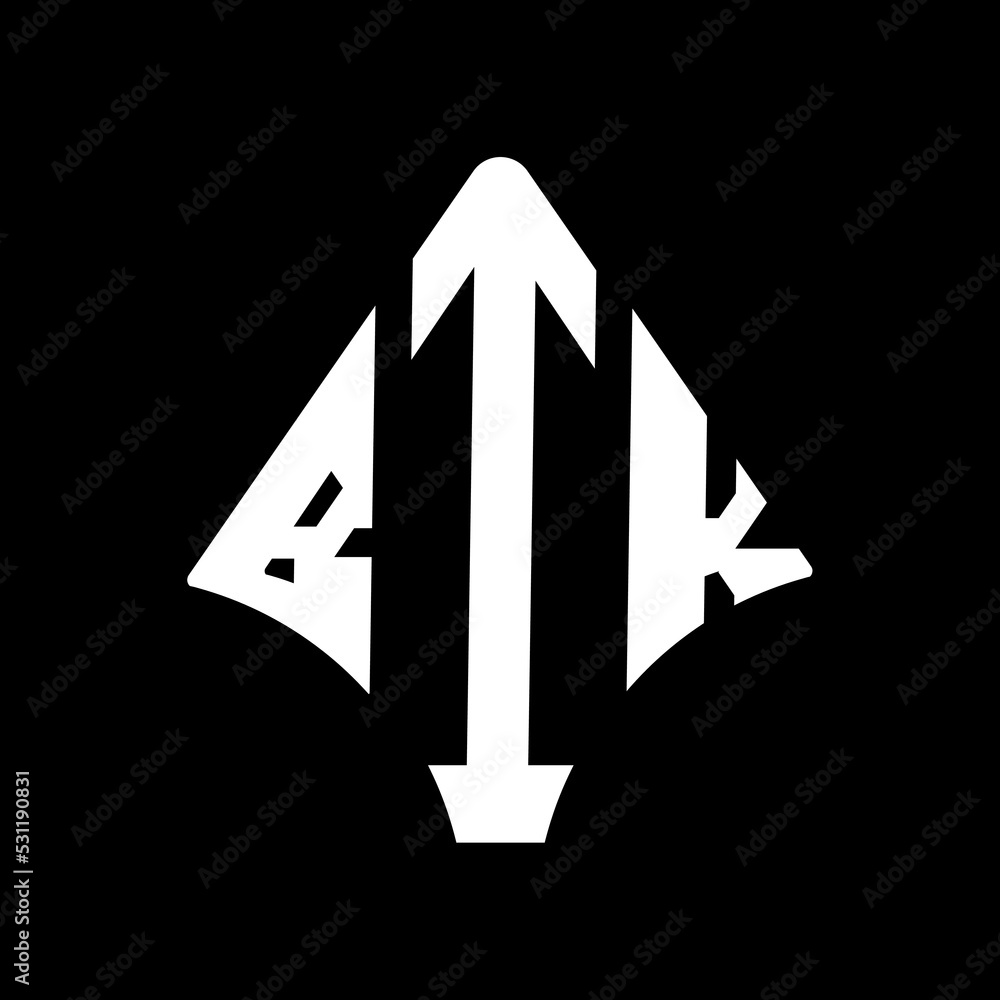 BIK letter logo design. BIK modern letter logo with black background ...