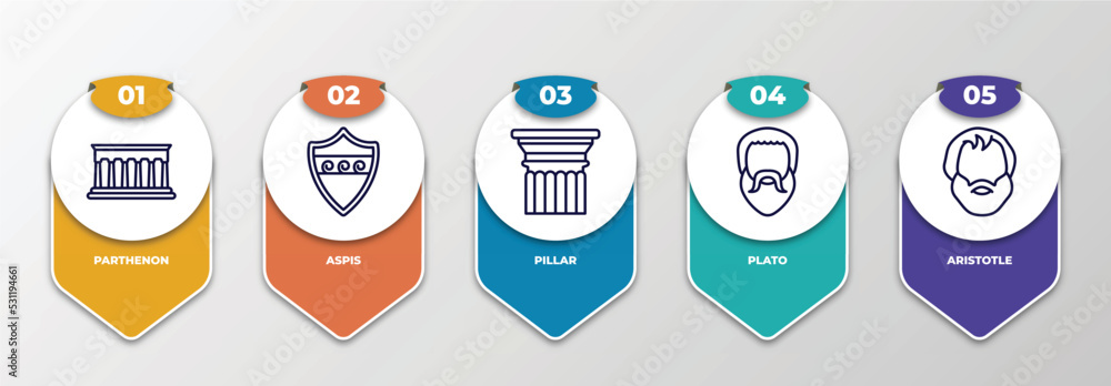 infographic template with thin line icons. infographic for greece ...