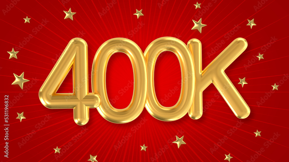 3d golden 400K with star and red background. 3d illustration. Stock ...