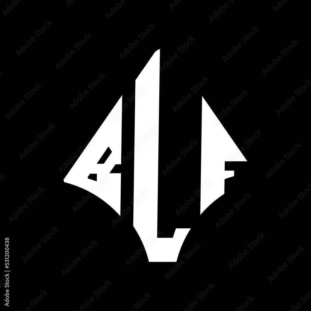 BLF letter logo design. BLF modern letter logo with black background ...