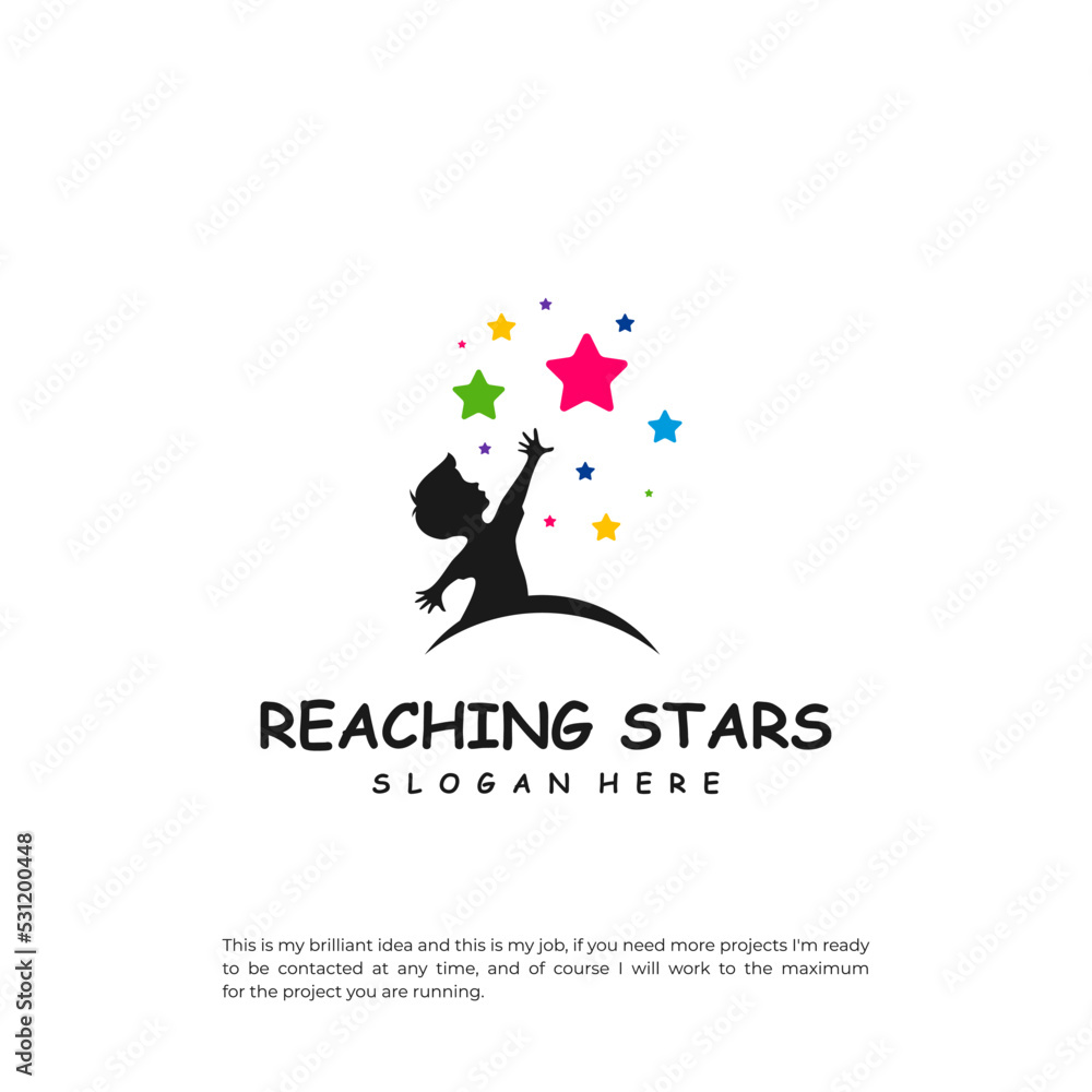 Reaching Stars Logo Design Template. Dream star logo vector. Emblem ...