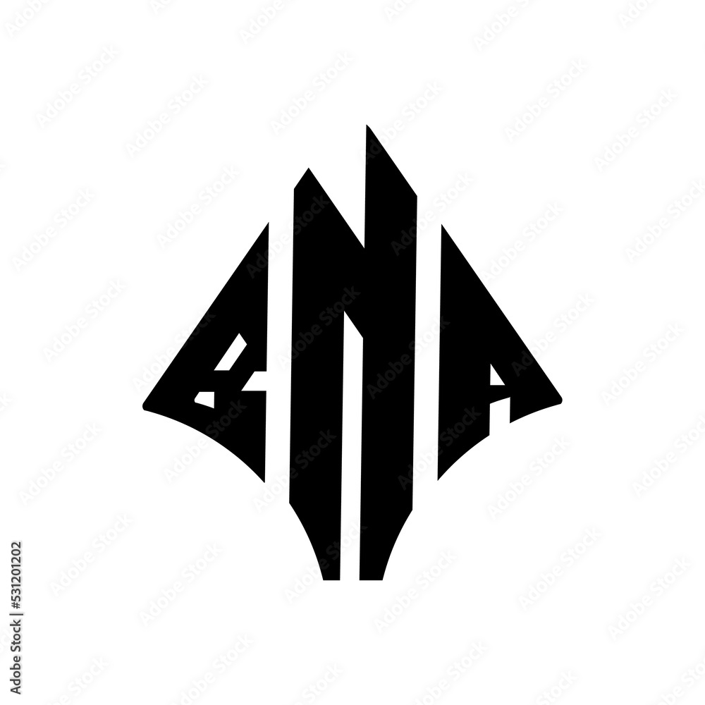 BNA letter logo design. BNA modern letter logo with black background ...