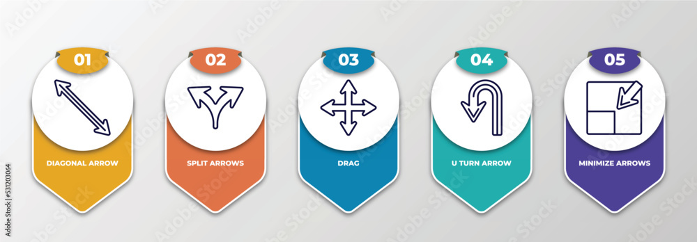 infographic template with thin line icons. infographic for arrows ...