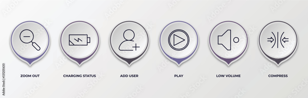 infographic template with outline icons. infographic for user interface concept. included zoom ...