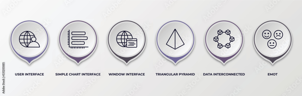 infographic template with outline icons. infographic for user interface concept. included user ...