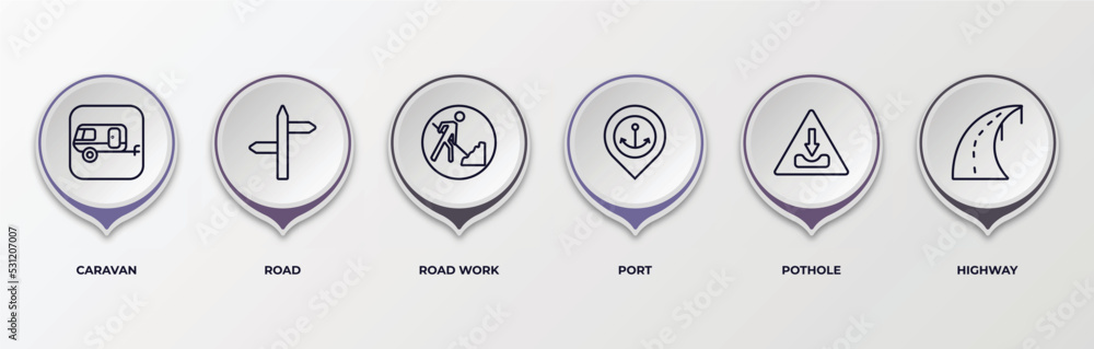 infographic template with outline icons. infographic for traffic signs ...