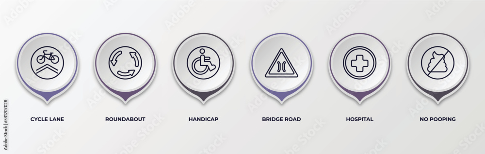infographic template with outline icons. infographic for traffic signs ...