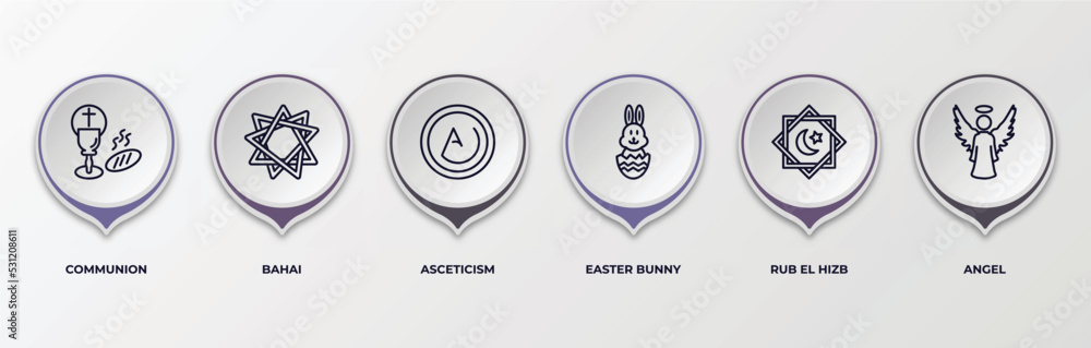 infographic template with outline icons. infographic for religion ...