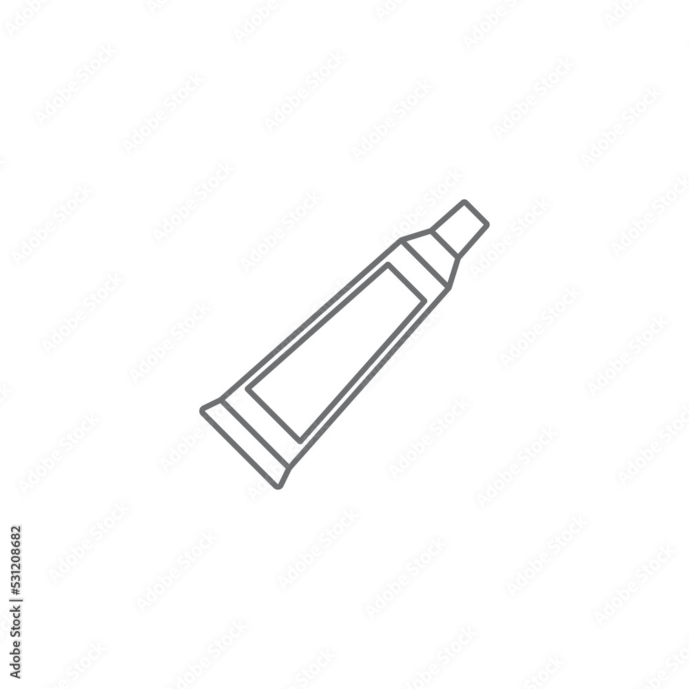 eps10 grey vector toothpaste abstract line art icon isolated on white ...