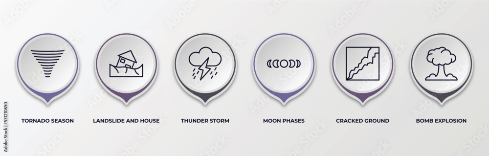 infographic template with outline icons. infographic for meteorology ...