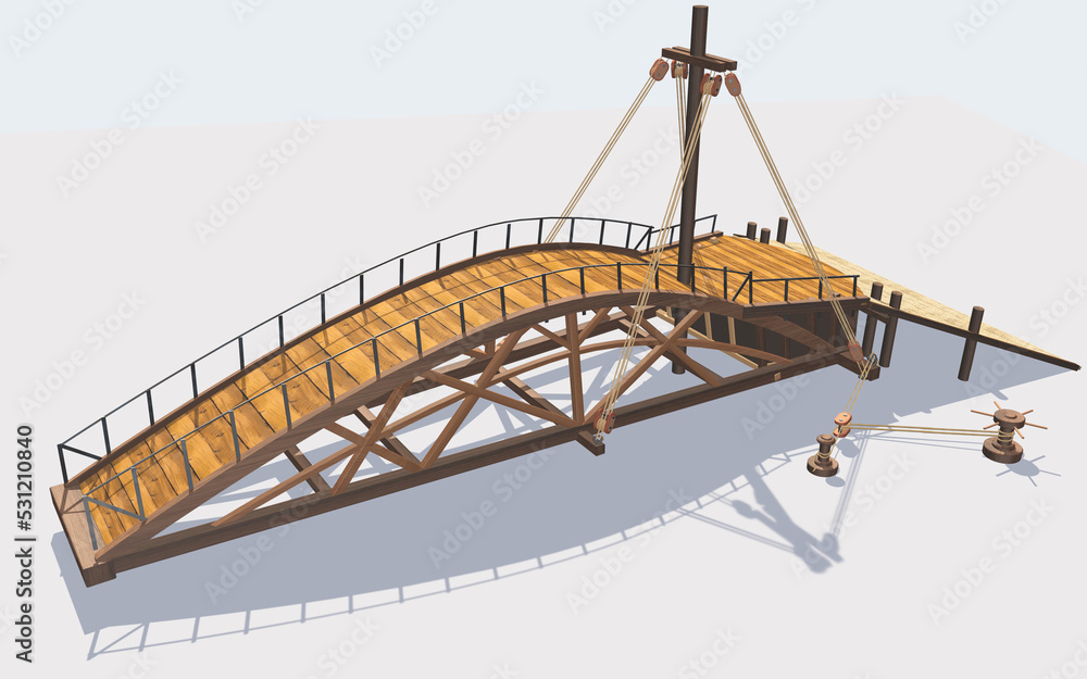 projet de pont tournant de Léonard de Vinci en illustration 3d Stock ...
