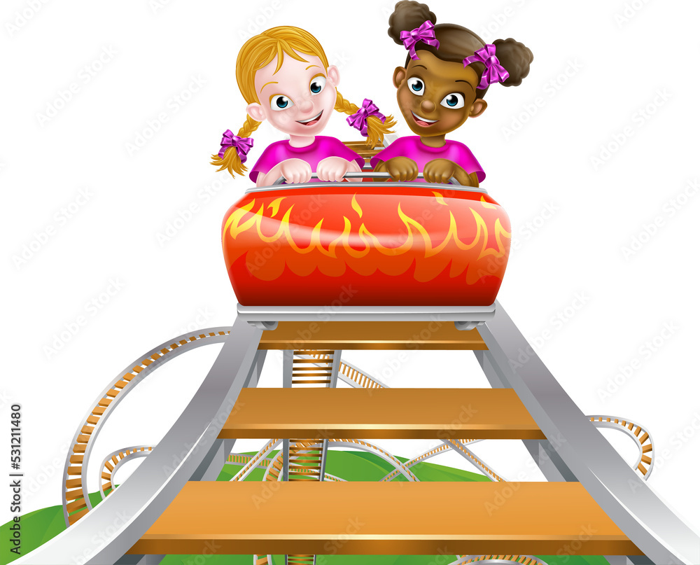 Cartoon Roller Coaster Stock Illustration | Adobe Stock