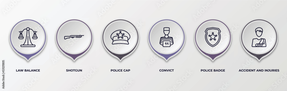 infographic template with outline icons. infographic for law and ...