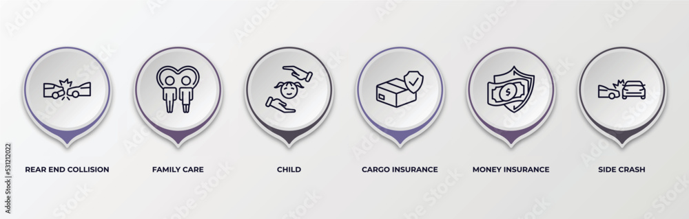 infographic template with outline icons. infographic for insurance ...