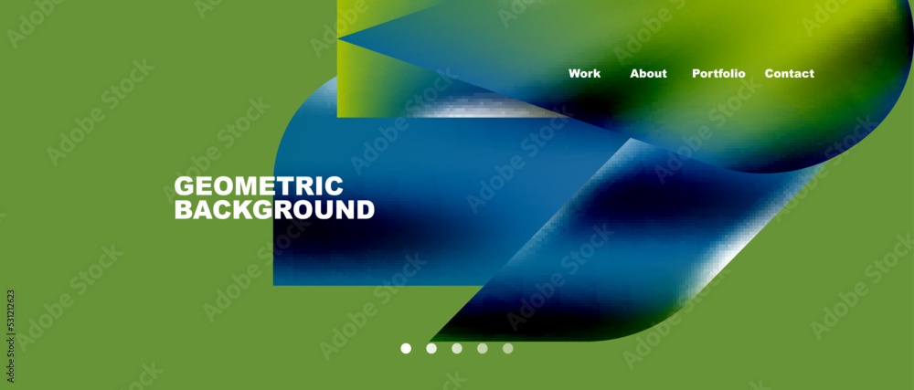 Glassmorphism landing page background template. Colorful glass shapes ...