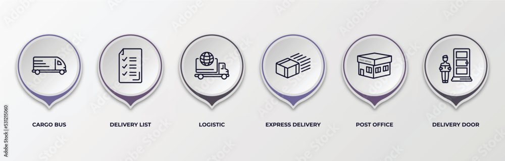 infographic template with outline icons. infographic for delivery and ...