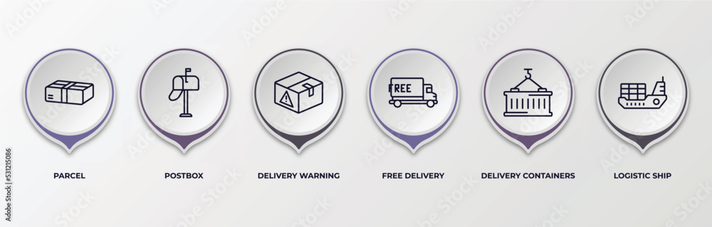 infographic template with outline icons. infographic for delivery and ...