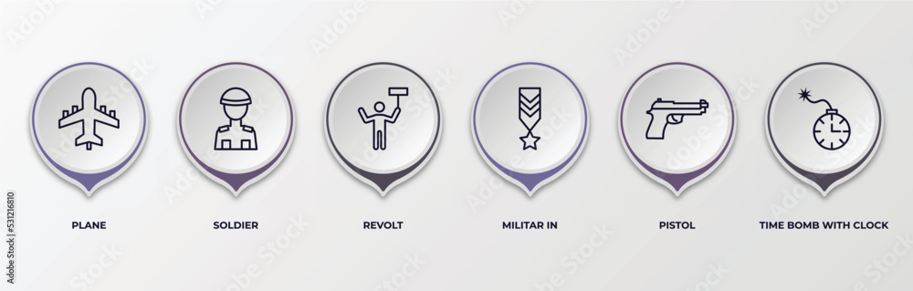 infographic template with outline icons. infographic for army and war ...