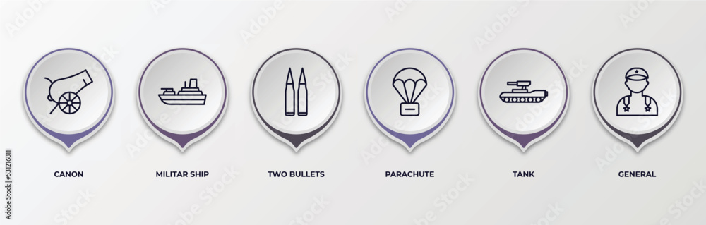 infographic template with outline icons. infographic for army and war ...