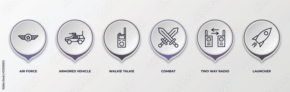 infographic template with outline icons. infographic for army and war ...