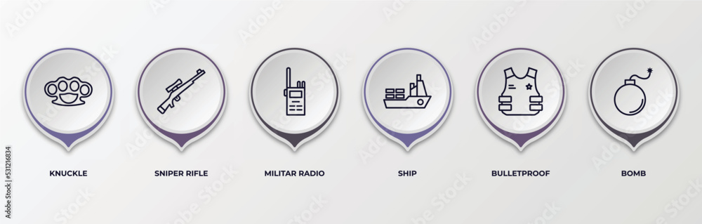 infographic template with outline icons. infographic for army and war ...