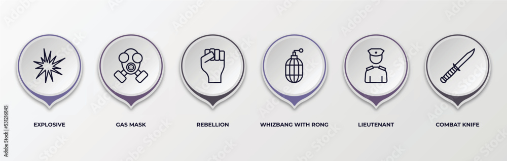 infographic template with outline icons. infographic for army and war ...