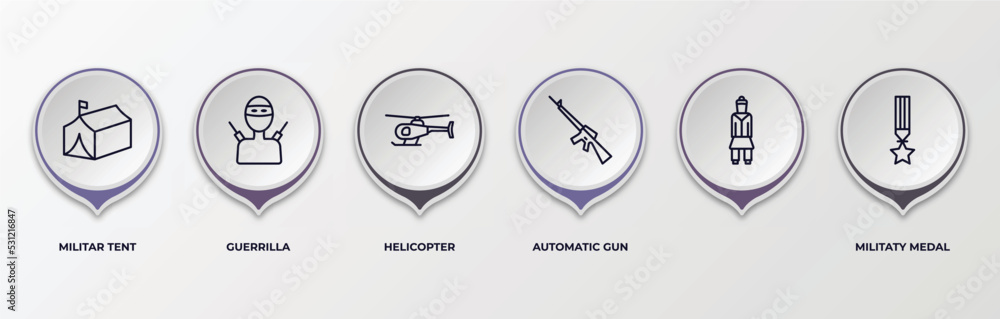 infographic template with outline icons. infographic for army and war ...