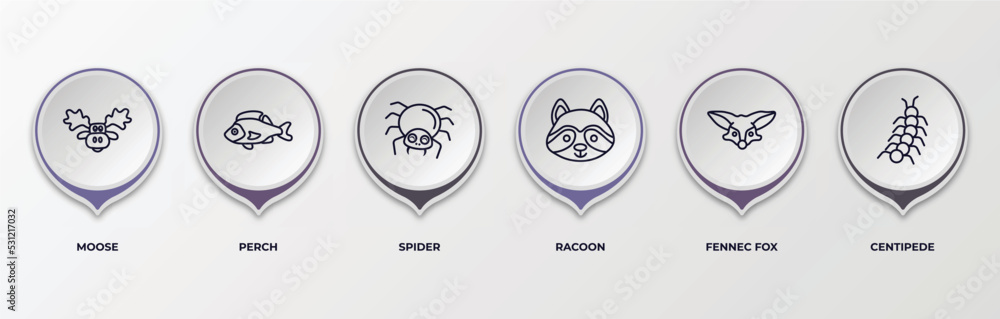 infographic template with outline icons. infographic for animals ...