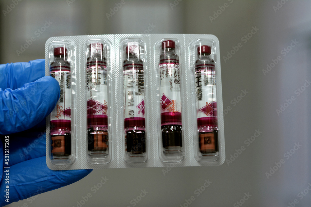 Cairo, Egypt, September 14 2022: Humalog 100 units ml solution for ...