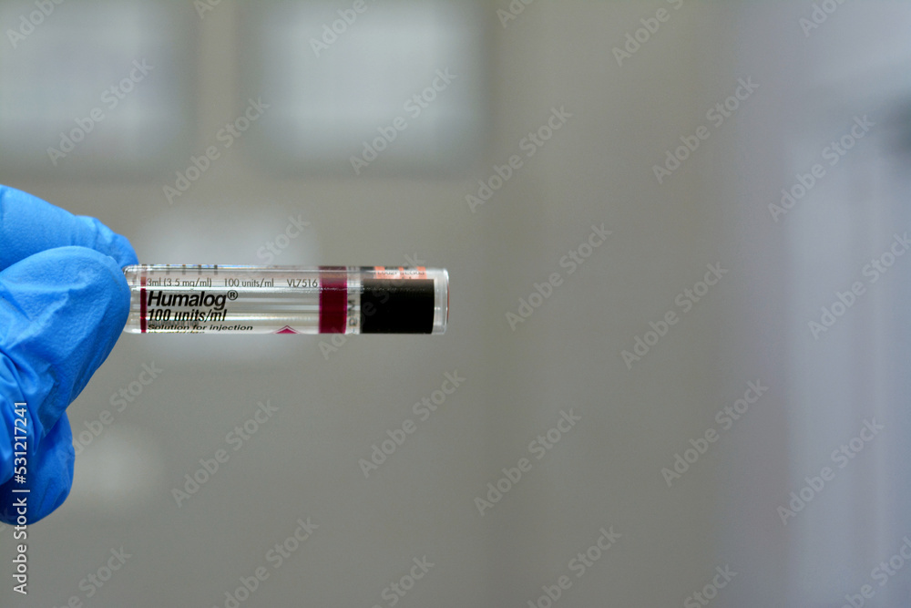 Cairo, Egypt, September 14 2022: Humalog 100 units ml solution for ...