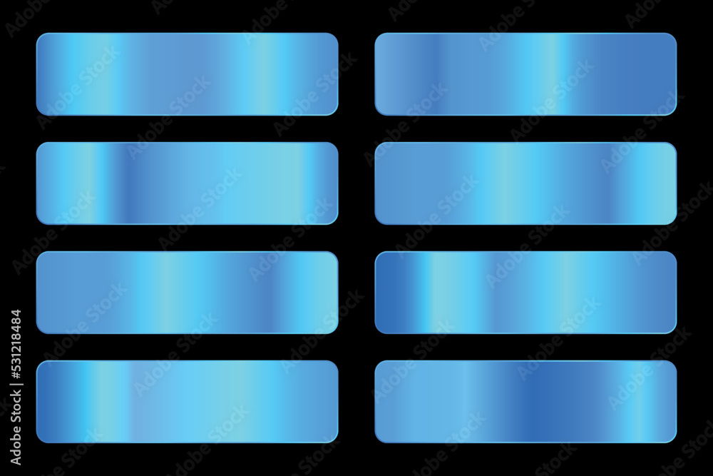 Collection of blue gradient backgrounds. Set of blue metallic textures ...